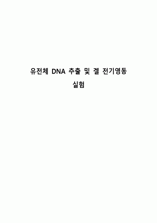 유전체 DNA 추출 및 겔 전기영동 실험