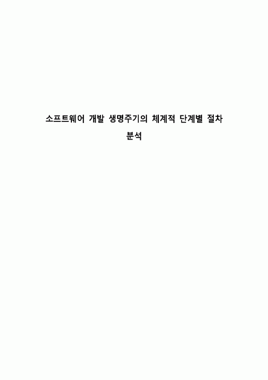 소프트웨어 개발 생명주기의 체계적 단계별 절차 분석