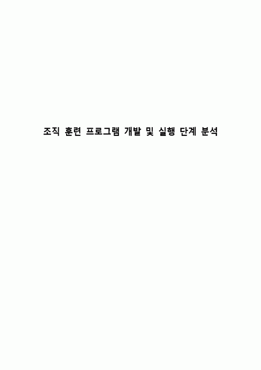 조직 훈련 프로그램 개발 및 실행 단계 분석