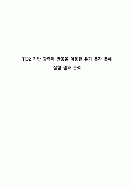 TiO2 기반 광촉매 반응을 이용한 유기 분자 분해 실험 결과 분석