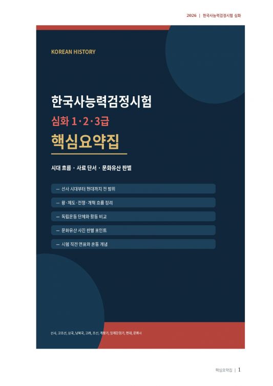 2026 한국사능력검정시험 심화 핵심요약집