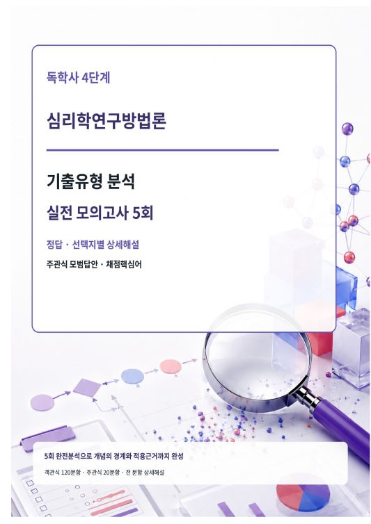 독학사4단계_심리학연구방법론 기출유형분석 실전모의고사5회&정답상세해설
