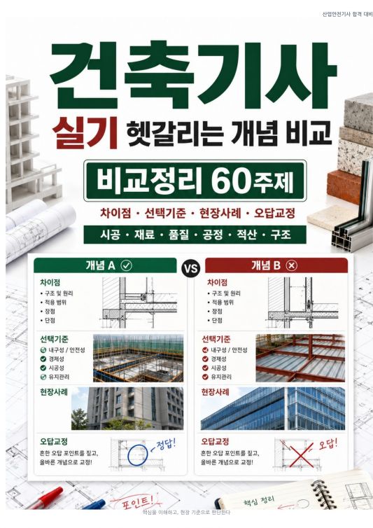 건축기사 실기 헷갈리는개념 비교정리60주제