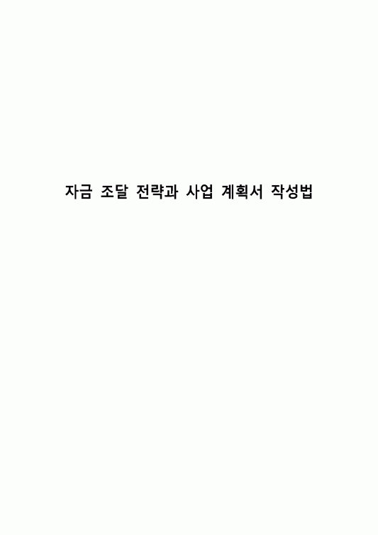 자금 조달 전략과 사업 계획서 작성법