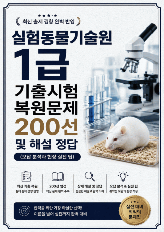 [2026] 실험동물기술원 1급 기출문제 복원 200문항 상세해설 및 정답