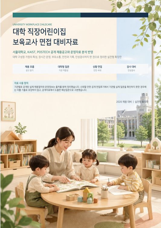 대학 직장어린이집 보육교사 면접대비자료 채용공고분석 인성검사 상황면접