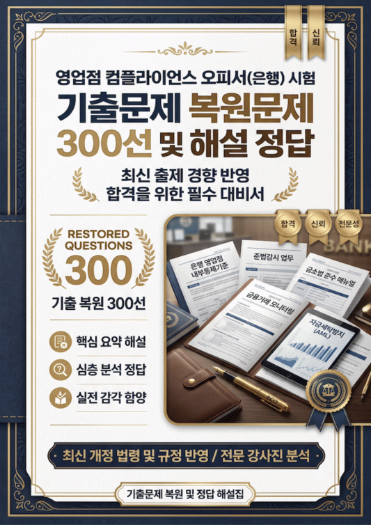 영업점 컴플라이언스오피서(은행) 기출문제 복원 300문항 정답 및 상세 해설 [2026 개정판]
