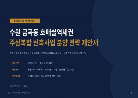 수원시 권선구 금곡동(호매실역세권) 주상복합 신축사업 분양 제안서