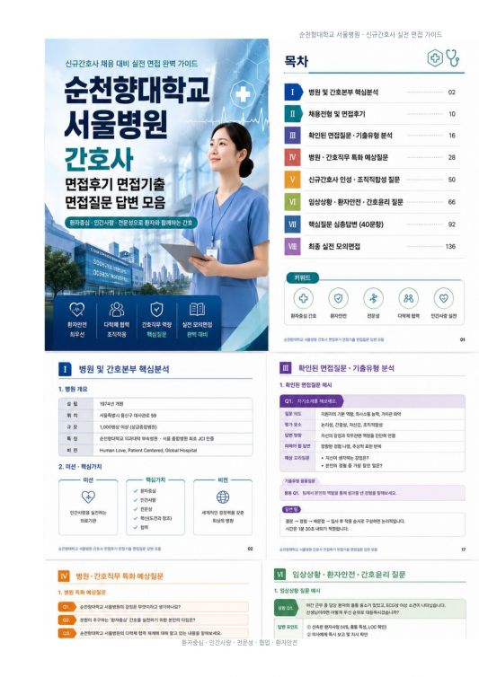 순천향대학교 서울병원 간호사 면접후기 면접기출 면접질문 답변 모음