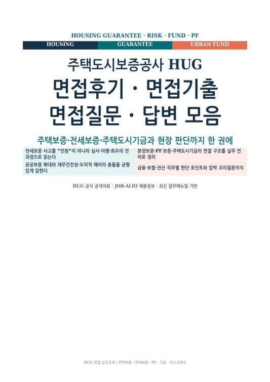 주택도시보증공사 HUG 면접후기 면접기출 면접질문 답변 모음