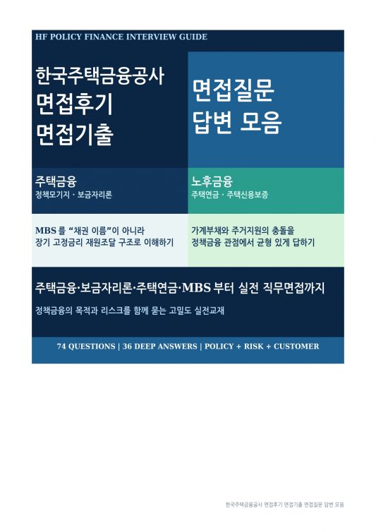 한국주택금융공사 면접후기 면접기출 면접질문 답변 모음