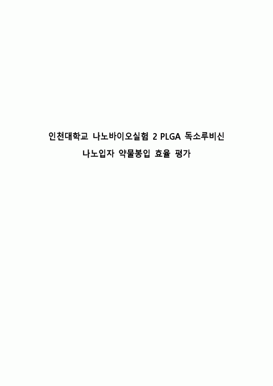 인천대학교 나노바이오실험 2 PLGA 독소루비신 나노입자 약물봉입 효율 평가