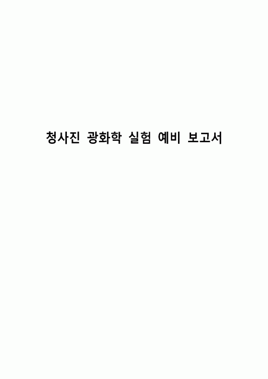 청사진 광화학 실험 예비 보고서