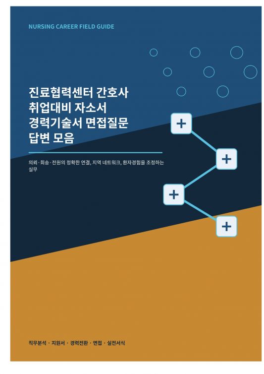 진료협력센터 간호사 취업대비 자소서 경력기술서 면접질문 답변 모음