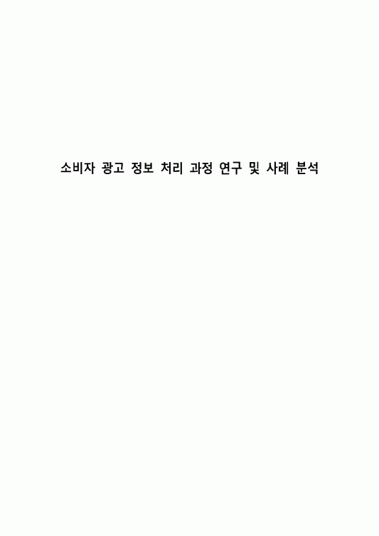 소비자 광고 정보 처리 과정 연구 및 사례 분석