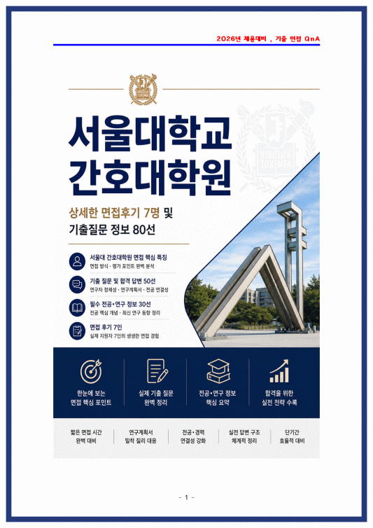 [2027 대비] 서울대학교 간호대학원 상세한 면접후기 7명 및 기출질문 정보 80선