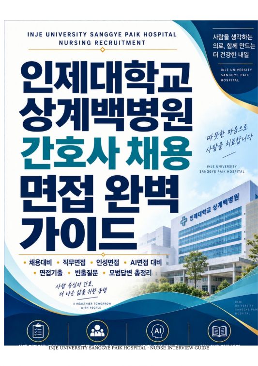 [인제대학교 상계백병원 간호사 채용 면접 완벽 가이드] 채용대비 직무면접 인성면접 AI면접 대비 면접기출 빈출질문 모범답변 총정리