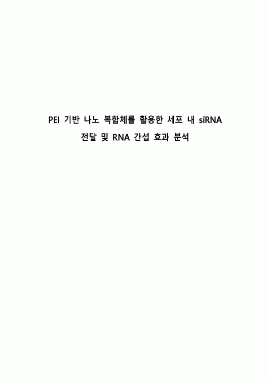PEI 기반 나노 복합체를 활용한 세포 내 siRNA 전달 및 RNA 간섭 효과 분석