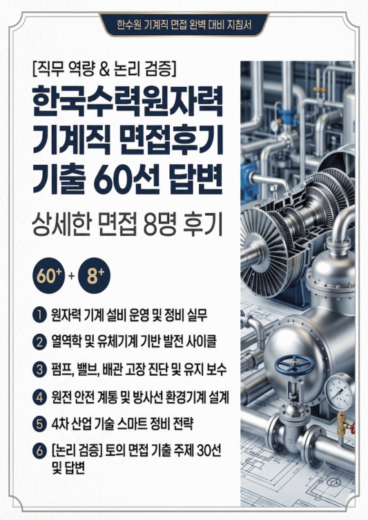 한국수력원자력 기계직 면접후기 기출 60선 답변 토의 면접 상세한 면접 8명 후기