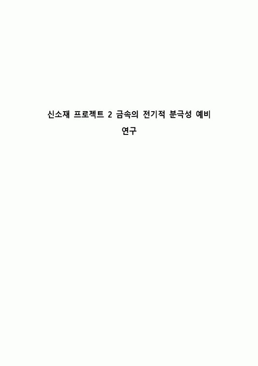 신소재 프로젝트 2 금속의 전기적 분극성 예비 연구
