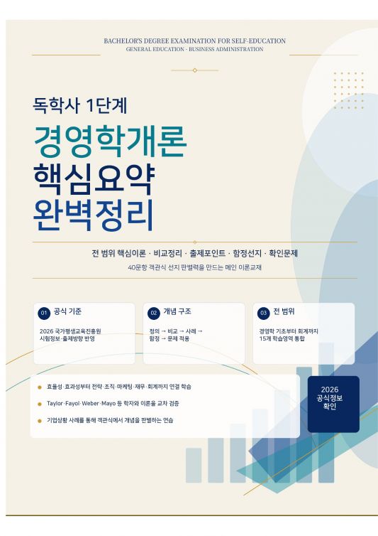 [독학사] (경영학) 독학사1단계 개론 핵심요약집