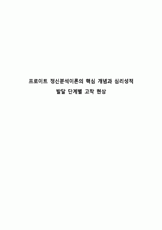 프로이트 정신분석이론의 핵심 개념과 심리성적 발달 단계별 고착 현상