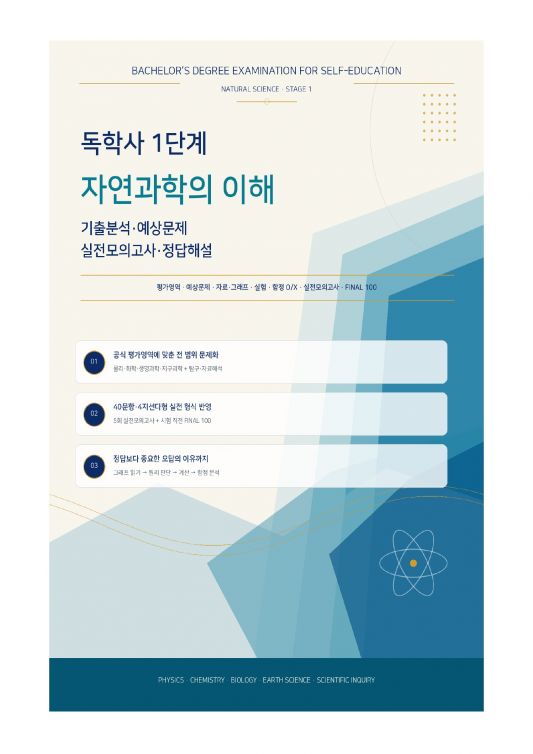 [독학사] 1단계 자연과학의 이해 기출분석 예상문제 실전모의고사 정답해설