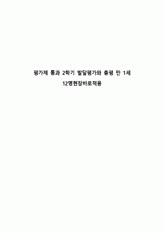 평가제 통과 2학기 발달평가와 총평 만 1세 12명현장바로적용