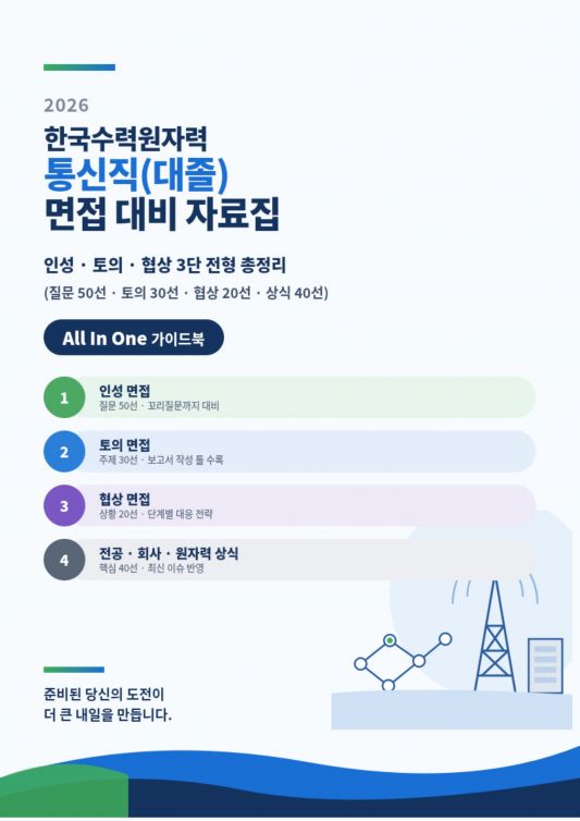 2026 한국수력원자력 통신직 면접 후기 [한수원 기출 토론 협상 등100선 ] 직무상식