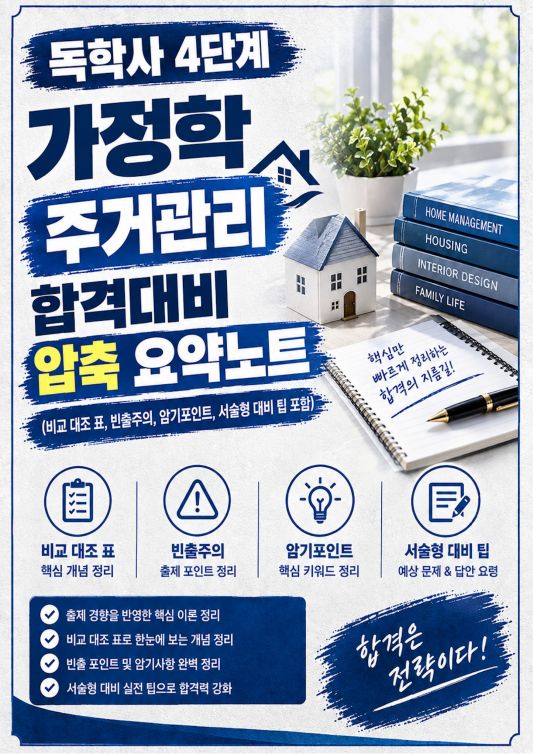 2026 독학사 4단계 가정학 주거관리 핵심이론 요약집노트