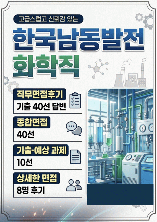 2026 한국남동발전 화학직 면접후기 8명 및 직무+종합+과제질문 90선