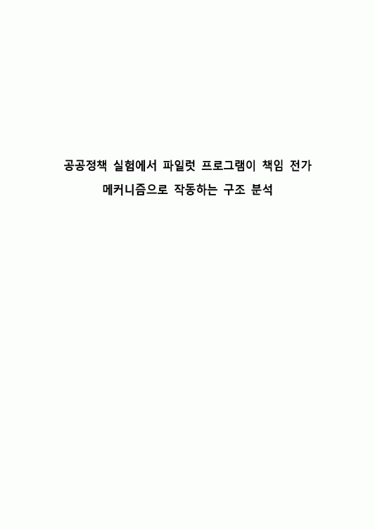 공공정책 실험에서 파일럿 프로그램이 책임 전가 메커니즘으로 작동하는 구조 분석
