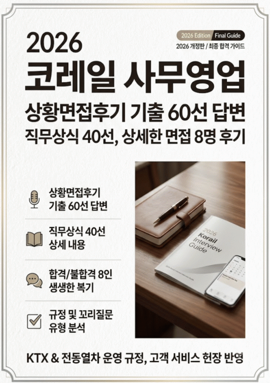 [2026] 코레일 사무영업 상황면접후기 8명 기출 60선 답변 직무상식 40선
