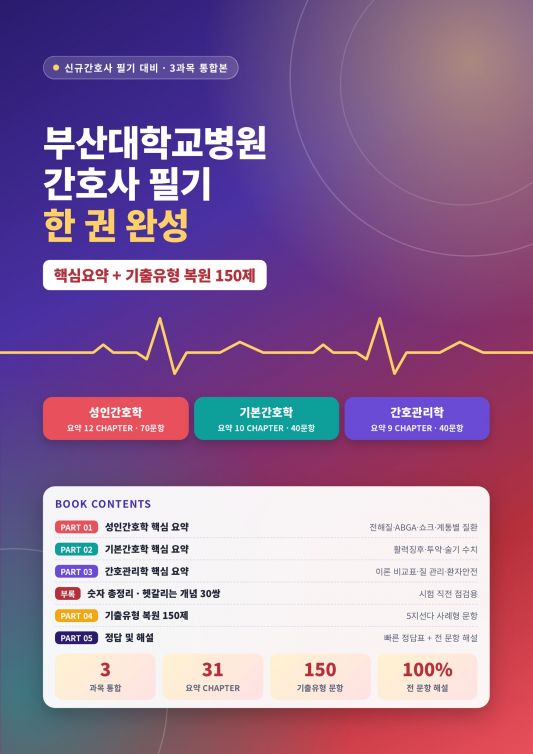 [2026 개정] 부산대학교병원 간호사 필기 핵심요약, 기출문제 150제