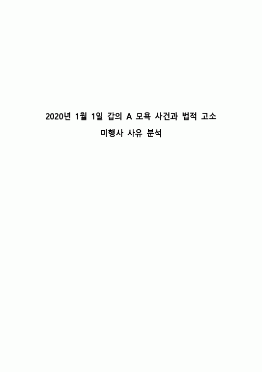 2020년 1월 1일 갑의 A 모욕 사건과 법적 고소 미행사 사유 분석