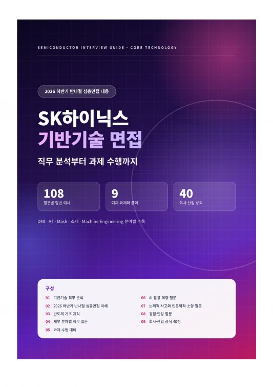 2026 SK하이닉스 기반기술 면접후기 [반나절 심층면접 대응, 질문 답변 108선과 예제 과제 9선]
