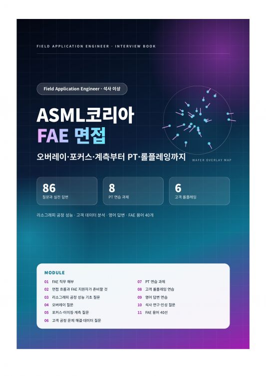 [ASML코리아 FAE 면접 후기 기출] 리소그래피 공정 성능과 오버레이 질문 86선, PT 과제 8선, 고객 롤플레잉 6선, 영어 답변, 용어 40선