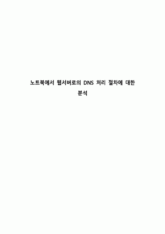 노트북에서 웹서버로의 DNS 처리 절차에 대한 분석