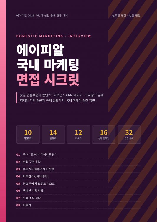 [2026 에이피알 국내 마케팅 면접후기] 기출 84문항+광고규제+캠페인 기획 등 직무분석