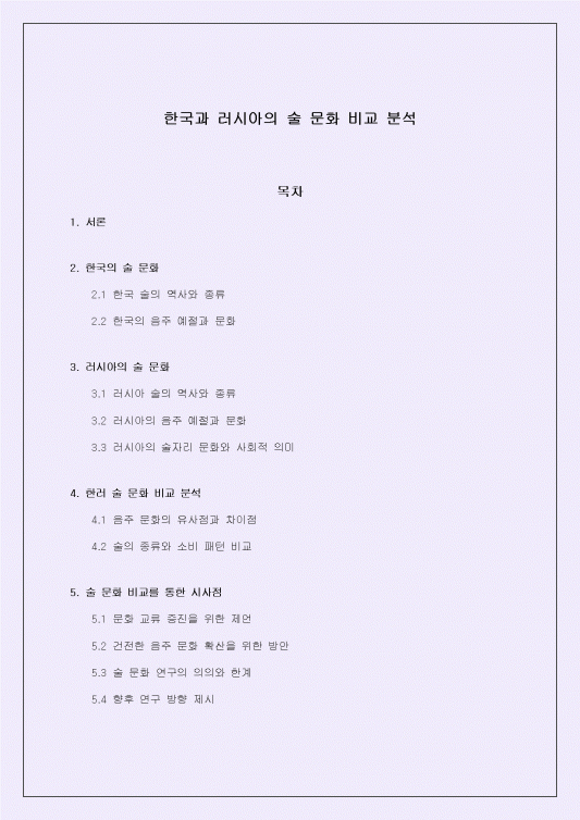 한국과 러시아의 술 문화 비교 분석