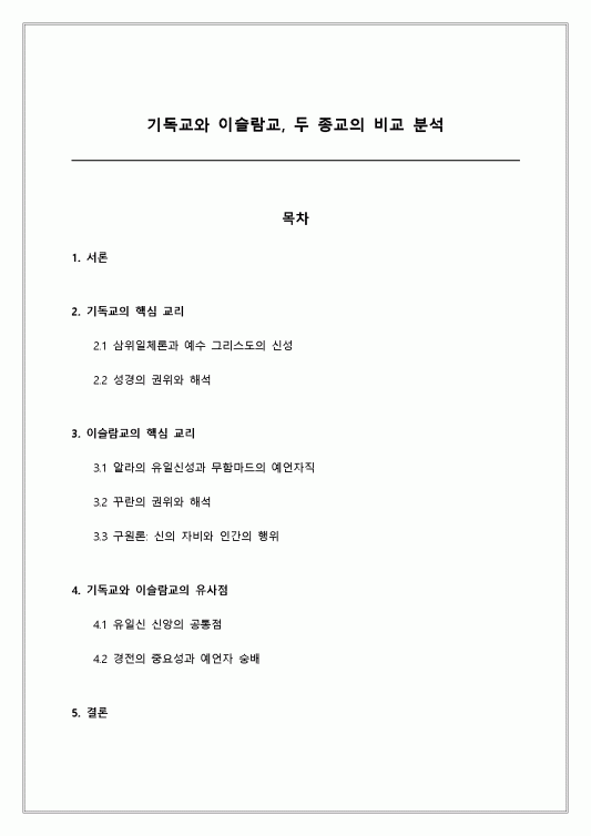 기독교와 이슬람교, 두 종교의 비교 분석