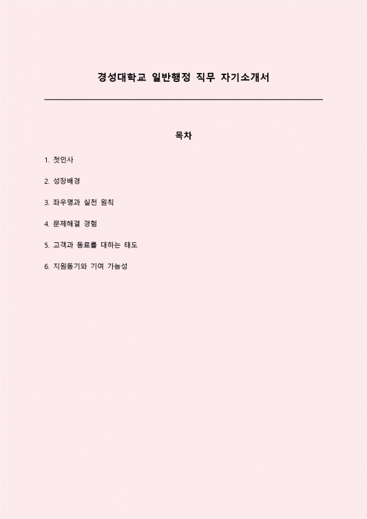 경성대학교 일반행정 직무 자기소개서