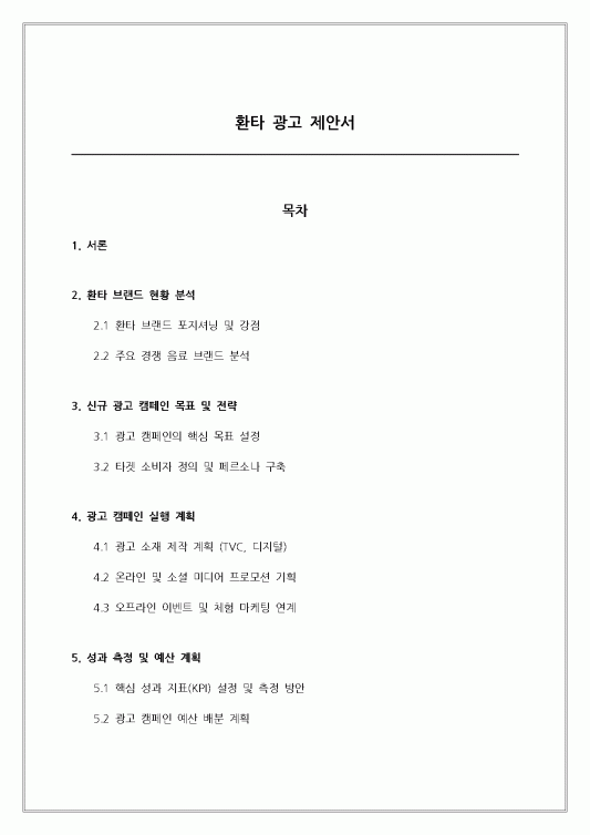 환타 광고 제안서