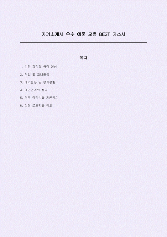 자기소개서 우수 예문 모음 BEST 자소서