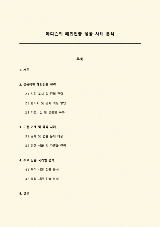 메디슨의 해외진출 성공 사례 분석