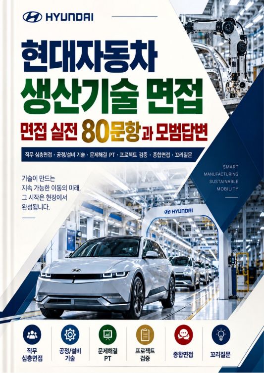 2026 현대자동차 생산기술 면접 실전 80문항과 모범답변] 직무심층면접 공정/설비기술  문제해결PT 프로젝트검증 종합면접