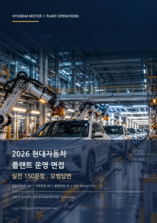 [현대자동차 플랜트운영 면접후기] 2026대비 당일과제PT 직무면접 종합면접기출 직무·회사상식 150선