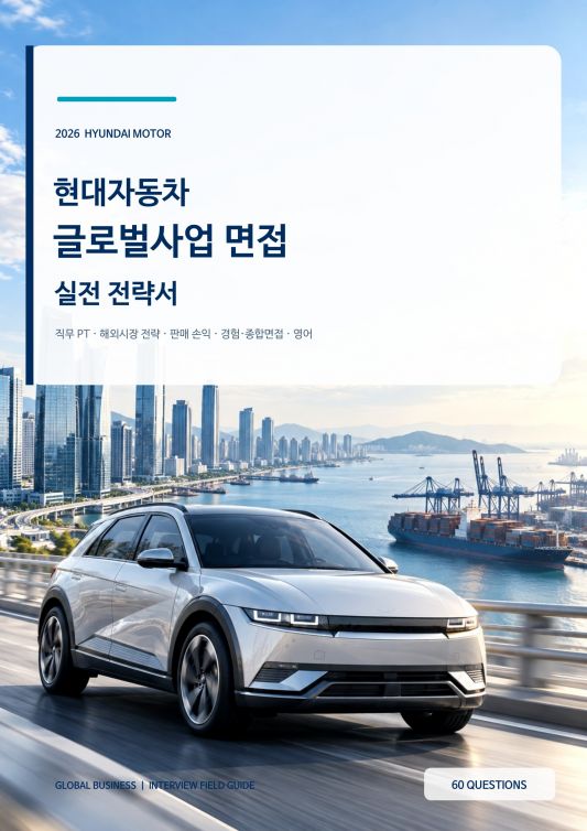 2026 현대자동차 글로벌사업 면접] 직무PT 해외시장전략 판매손익 경험종합면접 영어 면접 (핵심 면접 60문항 및 모범답변)