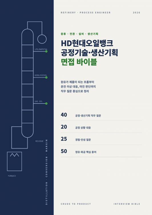 2026 HD현대오일뱅크 공정기술 및 생산기획 면접후기 기출 (직무 40+공정 상황 20+경험 25+용어 50)