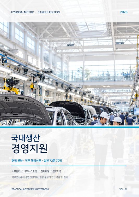 2026 현대자동차 국내생산 경영지원 면접 완벽 대비 자료집] 현대자동차 국내생산 경영지원 실전예상질문 72문 72답 상황형 PT Case Study